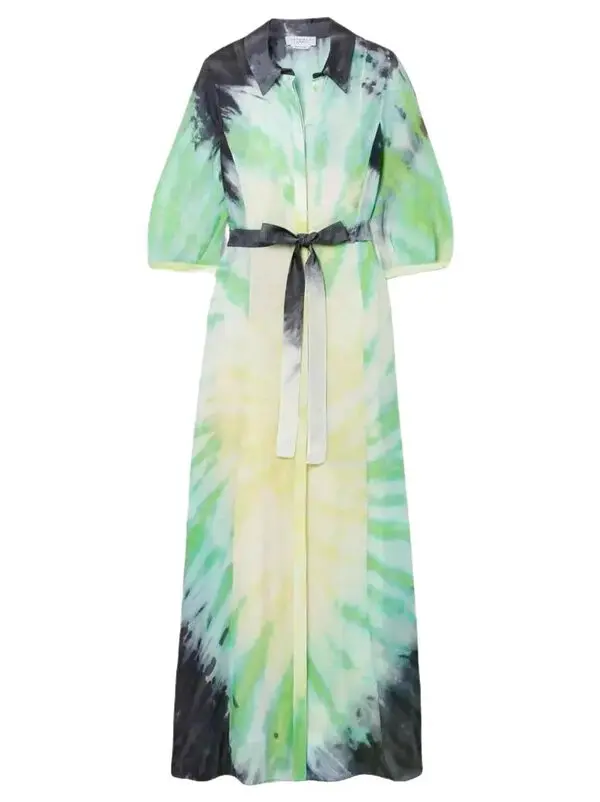 Gabriela Hearst Daisy Tie-dye Belted Dress - Green