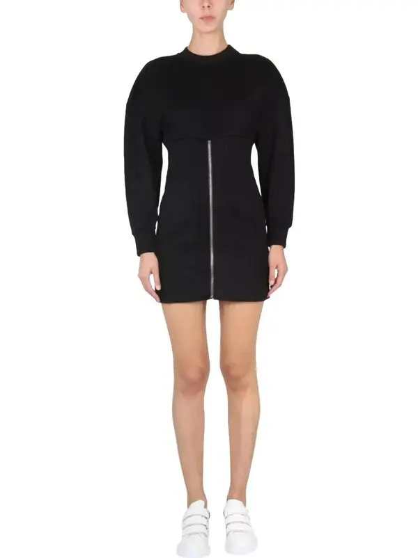 Alexander McQueen Cocoon Zip Mini Dress - Black