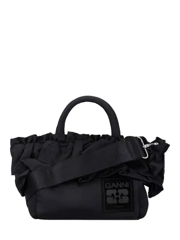 GANNI Ruffled Tote Bag - Black