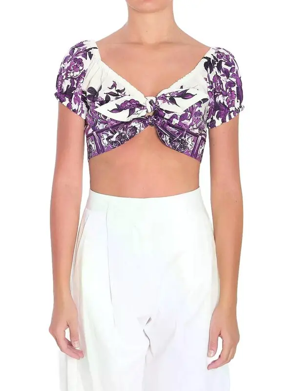 Dolce & Gabbana Floral-pattern Cropped Top - White