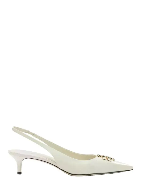Tory Burch Appliquéd Leather Heeled Pumps - Neutrals