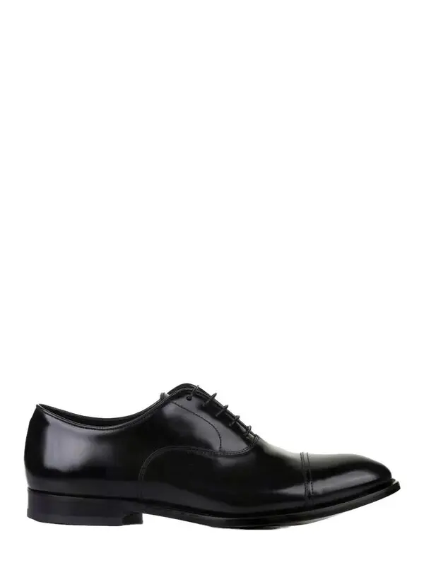 DOUCAL'S Toe Cap Brushed Leather Derby Shoes - Black