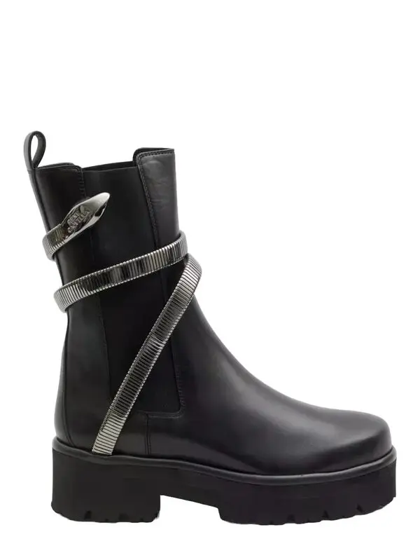 Rene Caovilla Juniper Snake Detail Boots - Black