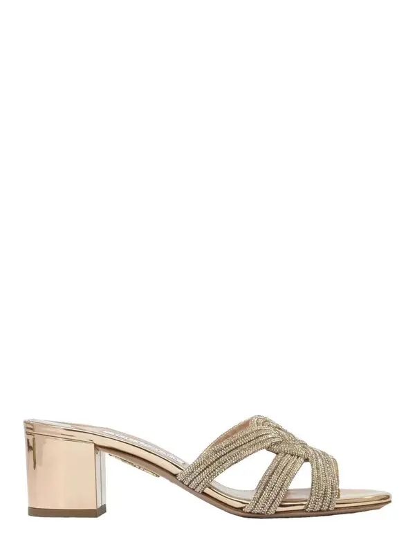 AQUAZZURA Knotted Leather Sandals - Gold
