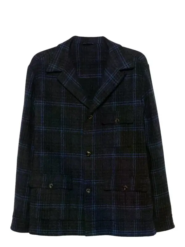 FINAMORE 1925 Checked Wool Blazer - Black
