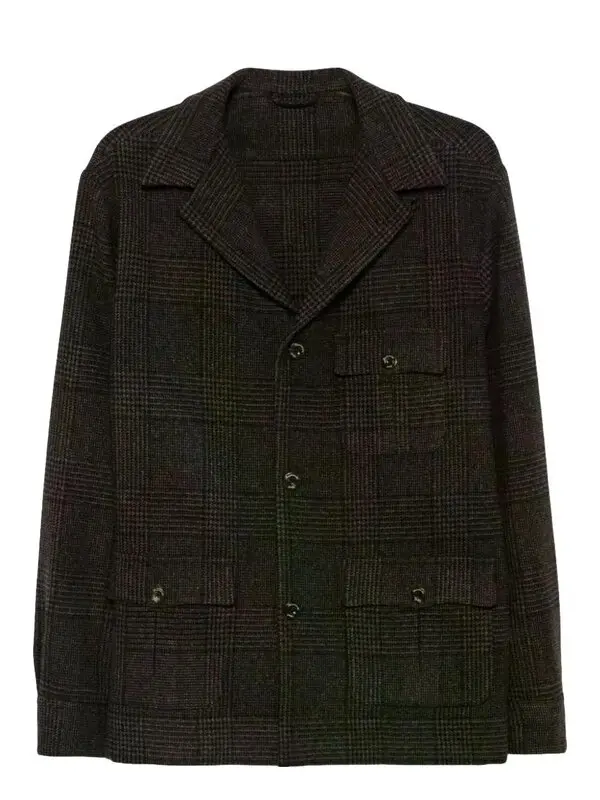 FINAMORE 1925 Plaid Single-breasted Jacket - Brown