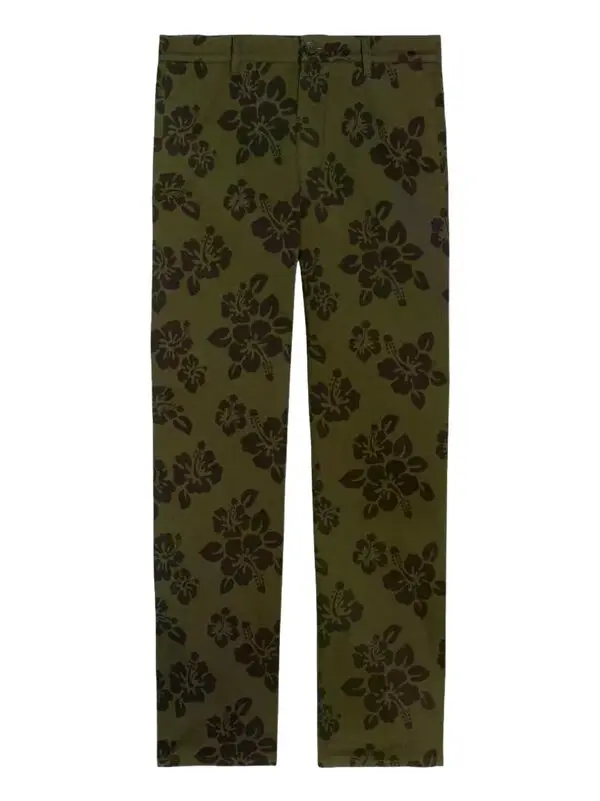 Aspesi Hibiscus-print Trousers - Green