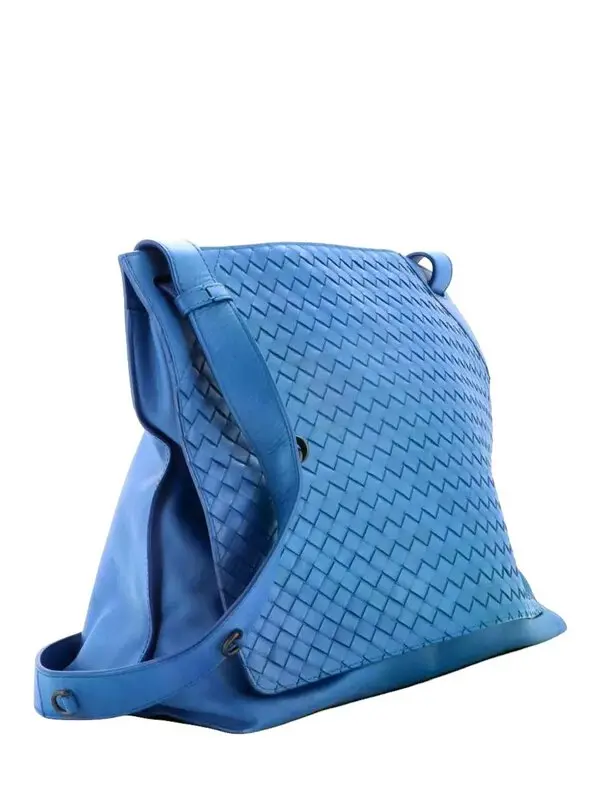 Bottega Veneta Panelled Intrecciato Nappa Messenger Bag - Blue