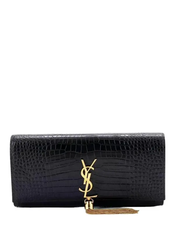 Saint Laurent Classic Monogram Tassel Clutch - Black