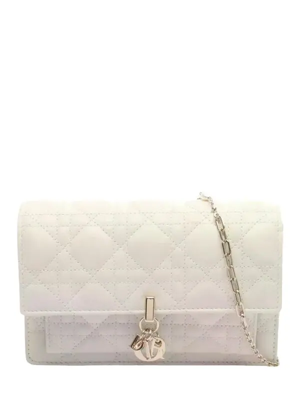 Dior Lambskin Cannage My Daily Wallet On Chain - White