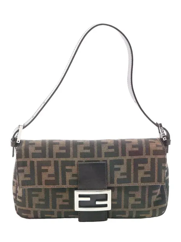 Fendi 2000-2010 Zucca Canvas Baguette Shoulder Bag - Brown