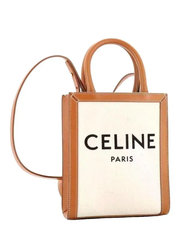 Celine Vertical Cabas Canvas Mini Tote Bag - Brown