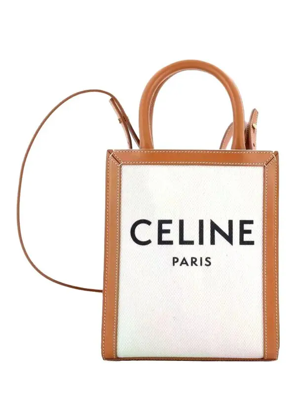 Celine Vertical Cabas Canvas Mini Tote Bag - Brown