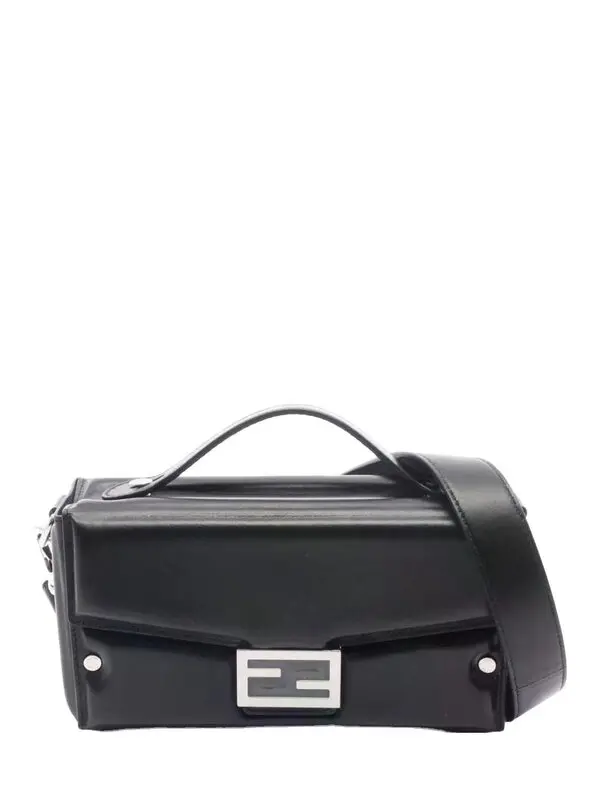 Fendi Zucca Calfskin Soft Trunk Baguette Satchel - Black