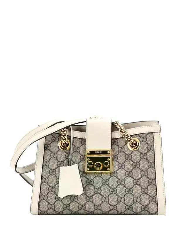 Gucci Padlock Chain Gg Coated Canvas Small Shoulder Bag - Brown