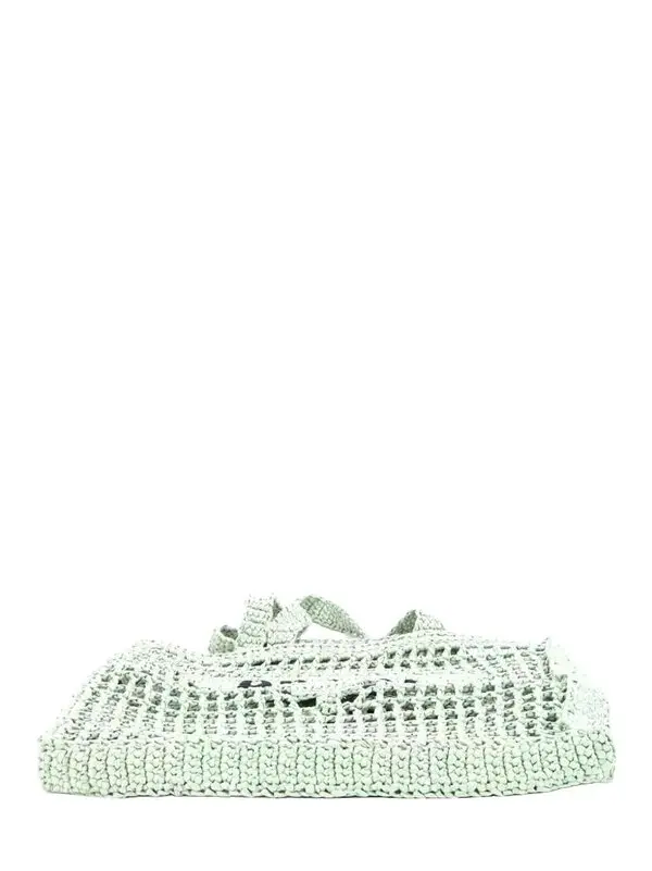 Prada Triangle Logo Raffia Tote Bag - Green