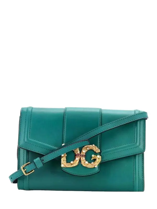 Dolce & Gabbana Dg Amore Wallet On Strap Leather Crossbody Bag - Green