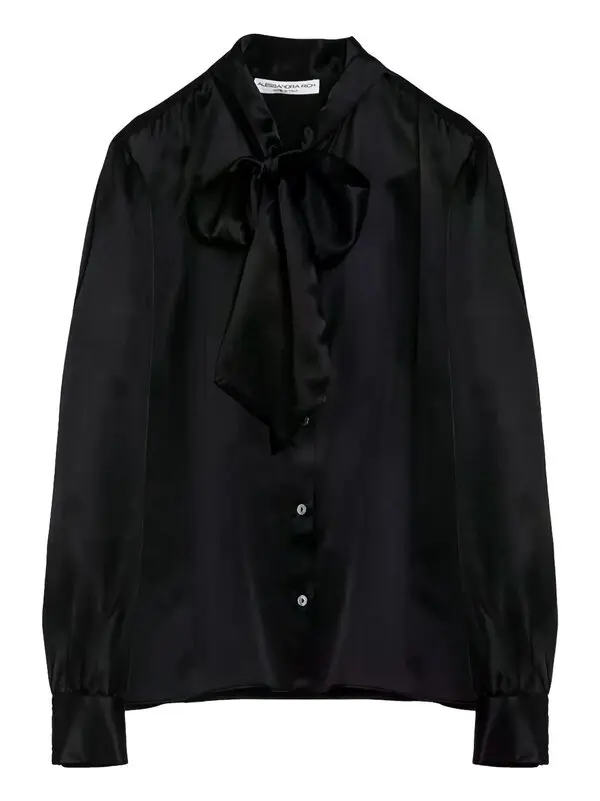 Alessandra Rich Bow-neck Satin Shirt - Black