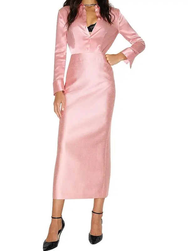 REFORMATION Raya Silk Shirt - Carnation