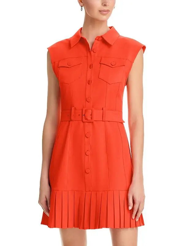 Cinq À Sept Belted Utility Dress - Bright Clementine