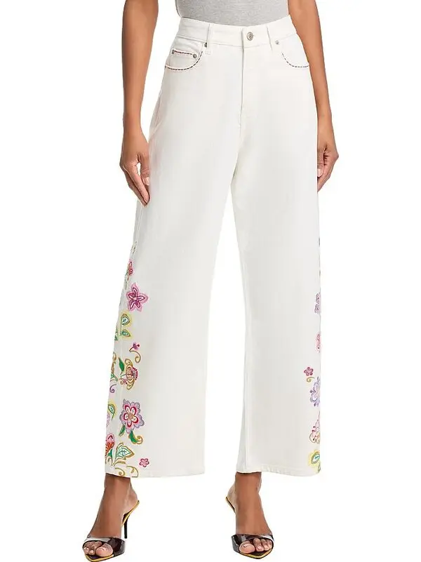 Cinq À Sept Jardin Boheme Hayden High Rise Wide Leg Jeans - Scour Multi