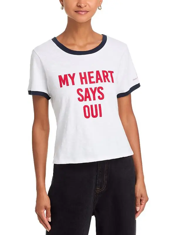 Cinq À Sept My Heart Says Oui Shrunken Ringer Tee - White Multi