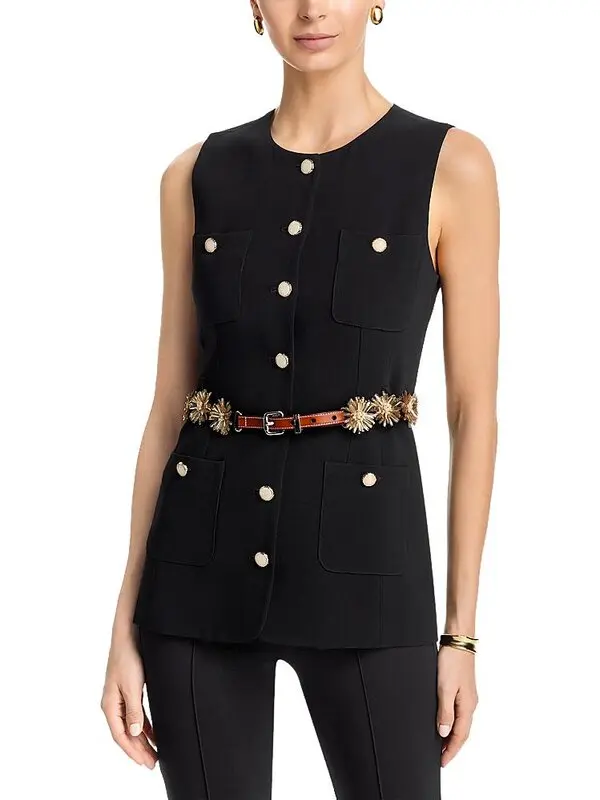 Cinq À Sept Sunflare Belted Kole Vest - Black/champagne