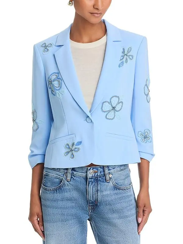 Cinq À Sept Beaded Flowers Le Petite Khloe Blazer - Blue Wisteria Multi