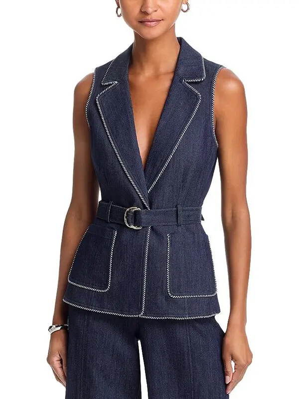 Cinq À Sept Twisted Trim Andrea Vest - Indigo