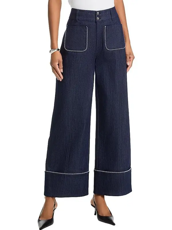 Cinq À Sept Dorothea Wide Leg Pants With Twisted Trim - Indigo