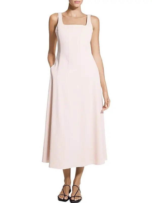 Theory Square Neck Maxi Dress - Warm Pink