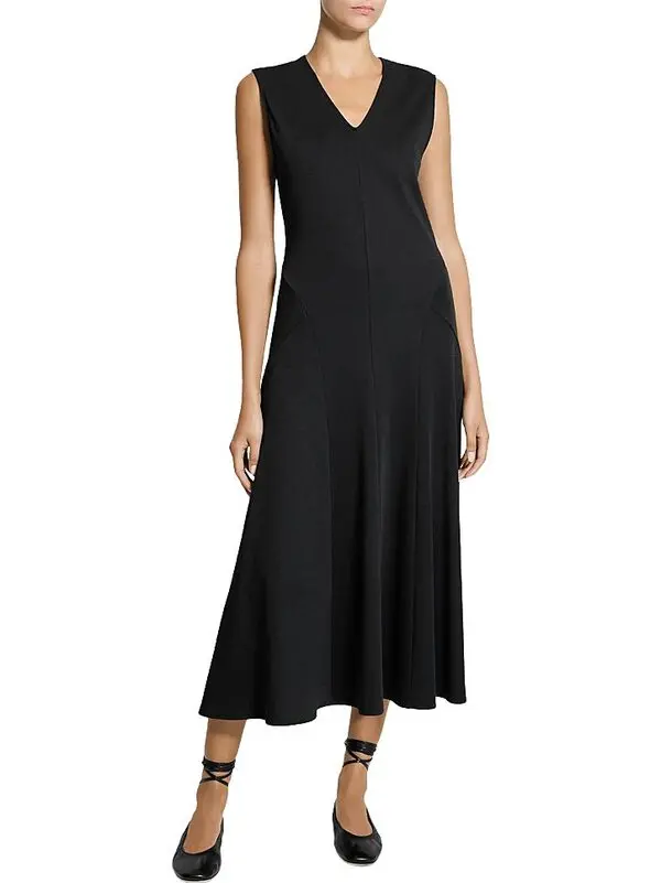 Theory V-neck Midi Dress - Black