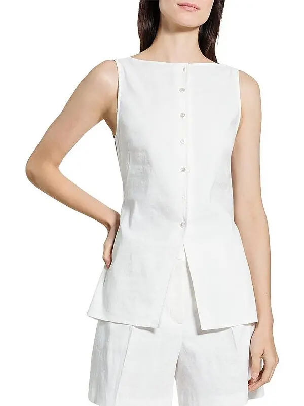 Theory Boat Neck Sleeveless Top - White