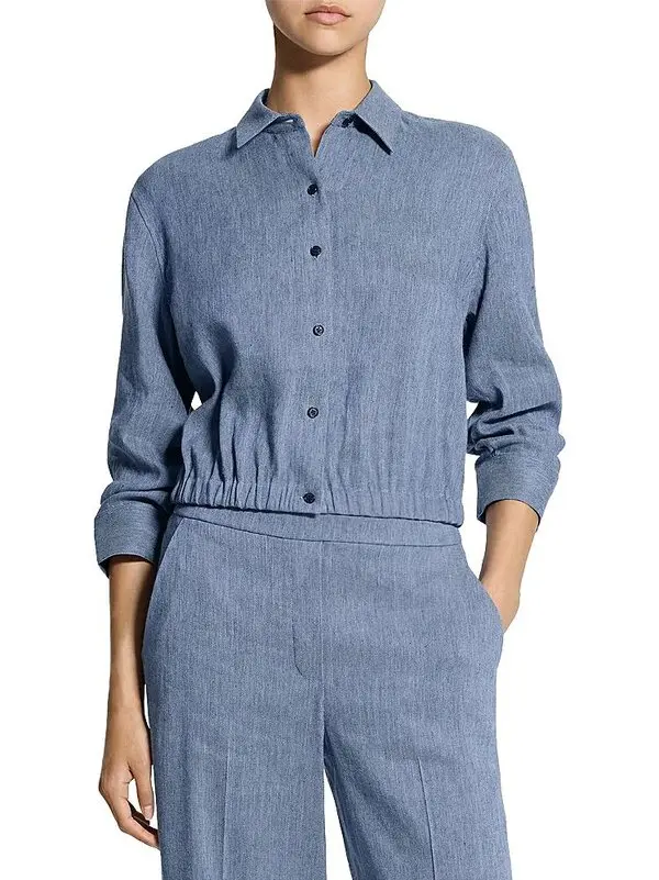 Theory Cropped Denim Shirt - Light Denim