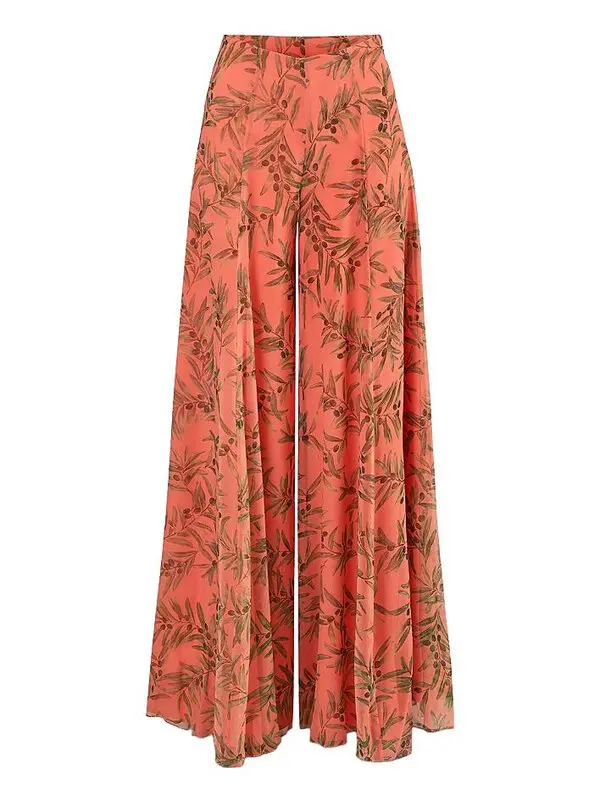 Carolina Herrera Iris Silk Printed Wide Leg Pants - Sunset Multi