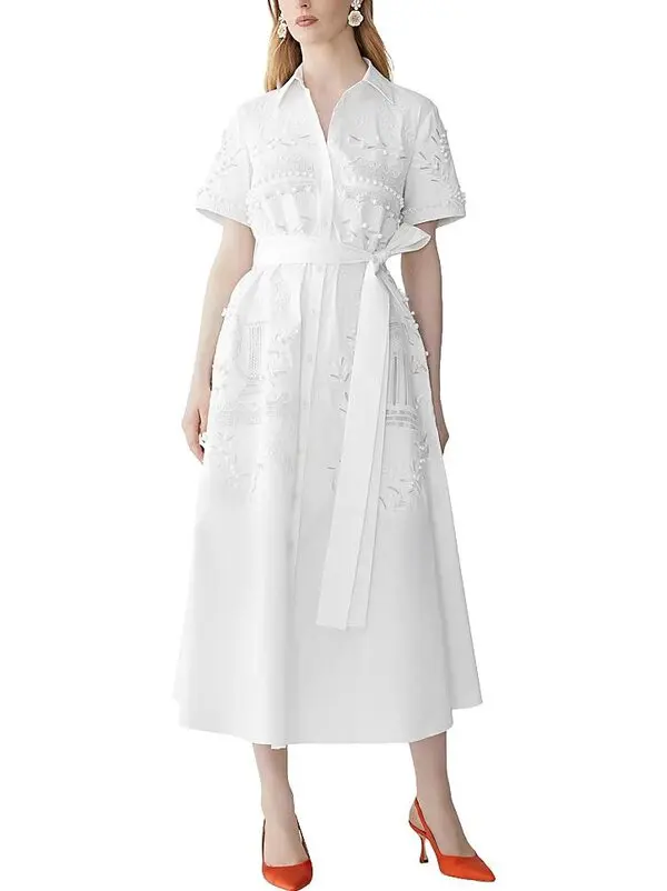 Carolina Herrera Embroidered Shirt Dress - White