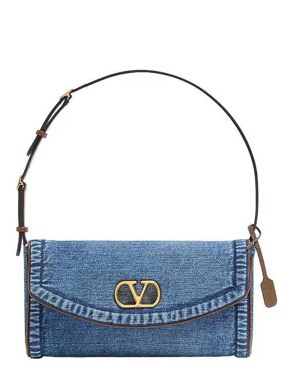 Valentino Garavani Devain Vlogo Small Shoulder Bag - Denim