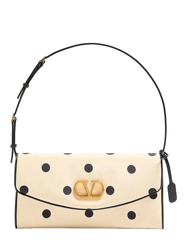 Valentino Garavani Devain Moire Plus De Pois Fabric Small Shoulder Bag - Butter