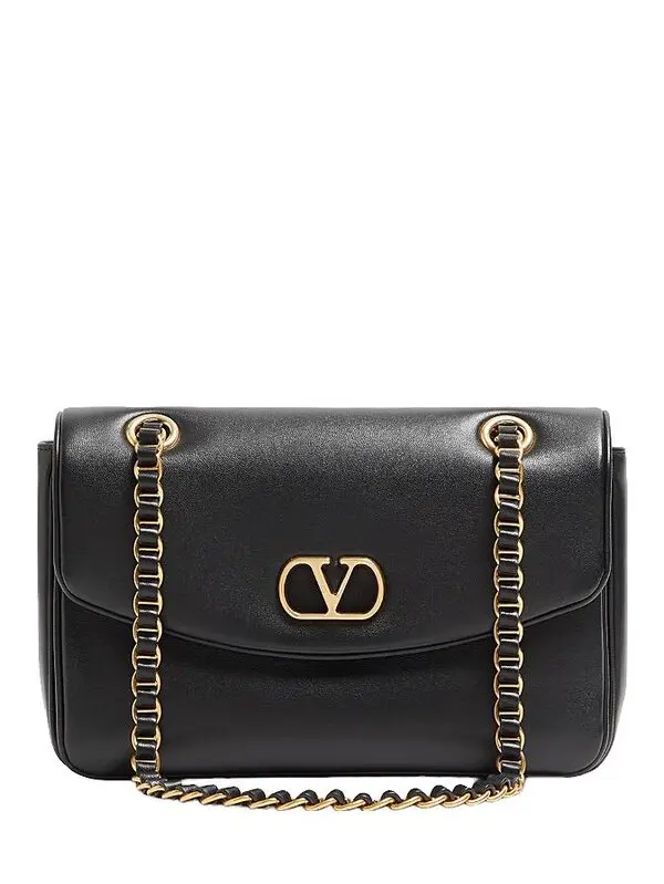 Valentino Garavani Vlogo Leather Shoulder Bag - Black