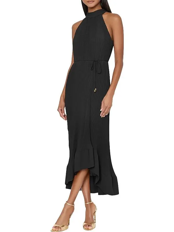 MILLY Nalani Pleated Midi Dress - Black