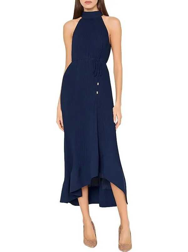 MILLY Nalani Pleated Midi Dress - Navy