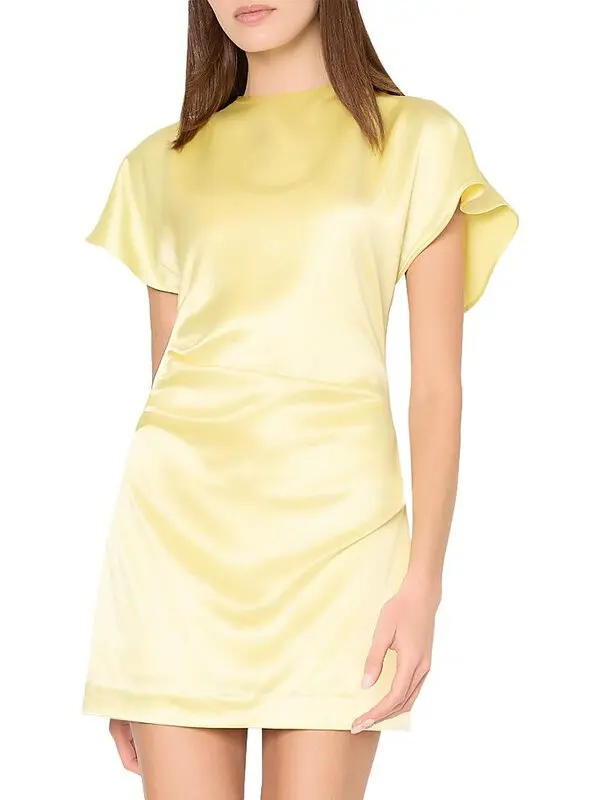 MILLY Kora Hammered Satin Mini Dress - Gold
