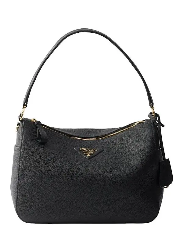 Prada Medium Leather Shoulder Bag - Black