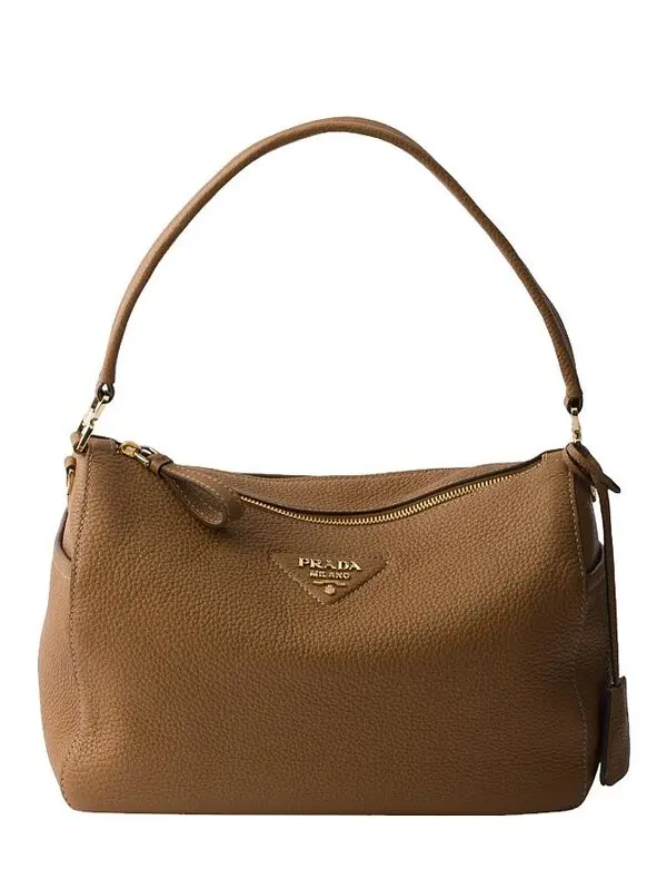 Prada Medium Leather Shoulder Bag - Brown