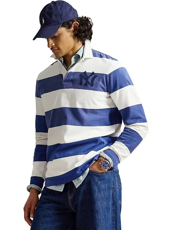 Polo Ralph Lauren New York Yankees Striped Rugby Shirt - Blue/white