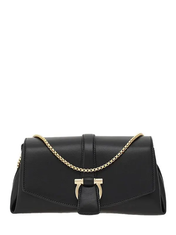 FERRAGAMO Small Leather Crossbody Bag - Nero