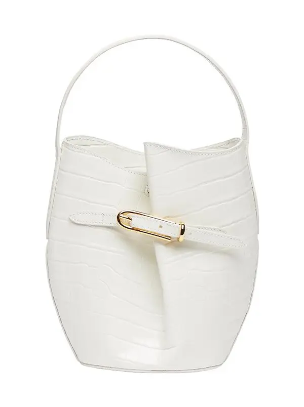 LIFFNER Mini Embossed Leather Bucket Bag - White