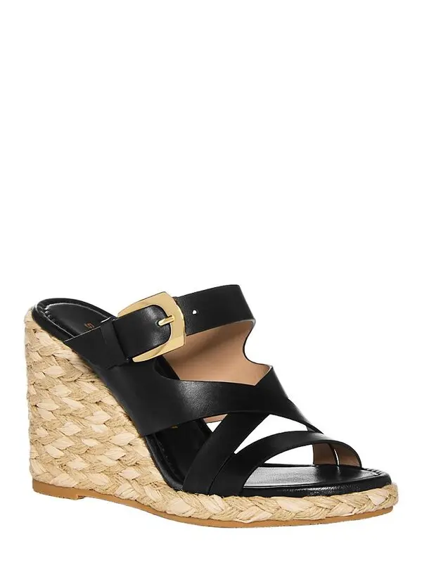 STUART WEITZMAN Espadrille Wedge Sandals - Black