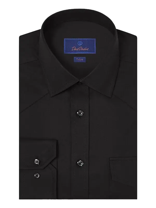 David Donahue Trim Fit Twill Western Shirt - Black