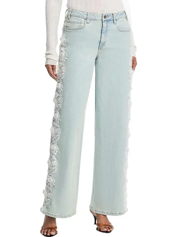 Generation Love Esme High-rise Lace Jeans - Ice Blue/white